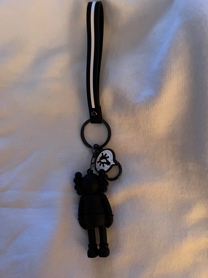 Kaws Keychain “3" Keychain Skull Figure Keyring Black | eBay