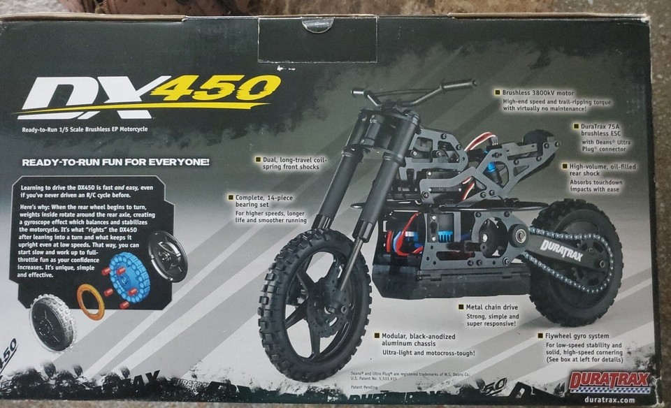 NEW RARE Vintage Duratrax DX450 RC Dirt bike Kawasaki Green Brushless ...