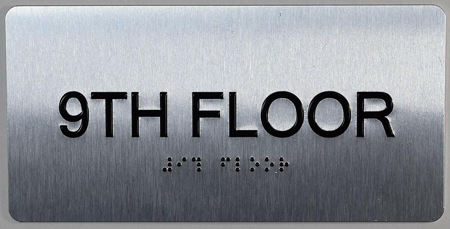 9th Floor Sign- Floor Number Tactile Touch Braille Sign(4x8)-REF24-1027 ...