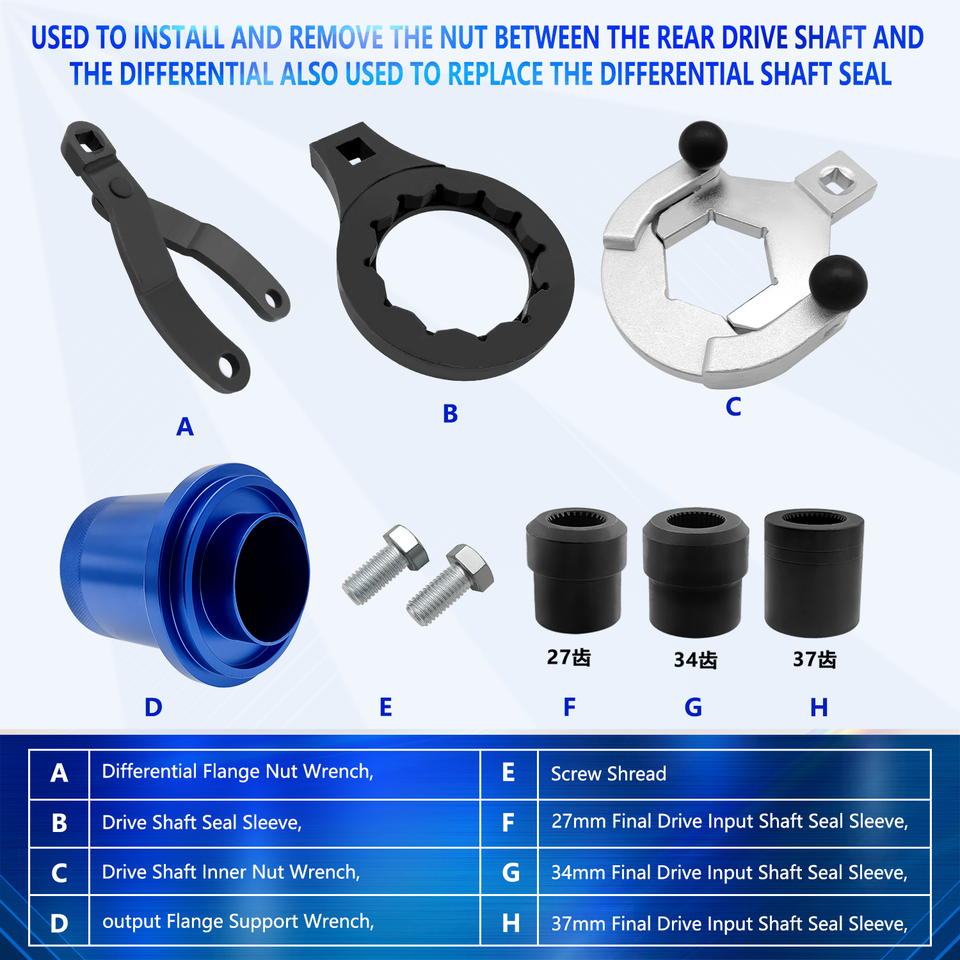 Rear Drive Axle Differential Tool Kit for BMW X3 X5 X6 M3 M4 E70 E90 ...