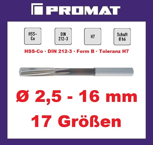 NC-Maschinenreibahle DIN 212-3 H7 Form B D.3mm HSS-Co PROMAT VPE 1.00ST ...