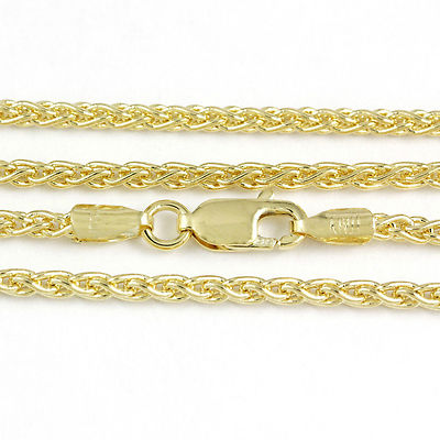 16-24" 2.1mm 18k Yellow Gold Round Wheat Chain, (NEW solid Italian ...