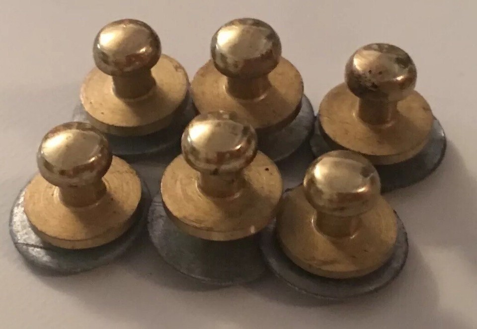 6 Saddle Equestrian Tack Brass Rivets Studs w/ Backs Fixing Parts BRAND ...