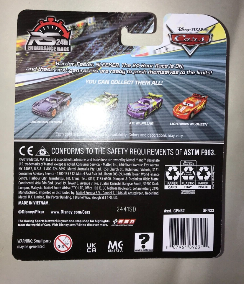 Disney Pixar Cars LIGHTNING McQUEEN 24th Endurance Race Next Gen Color ...