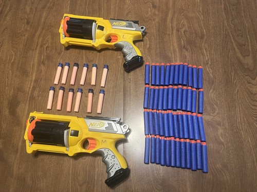 Nerf N-Strike Maverick Rev-6 Revolver Yellow Dart Guns (Lot of 2 ...