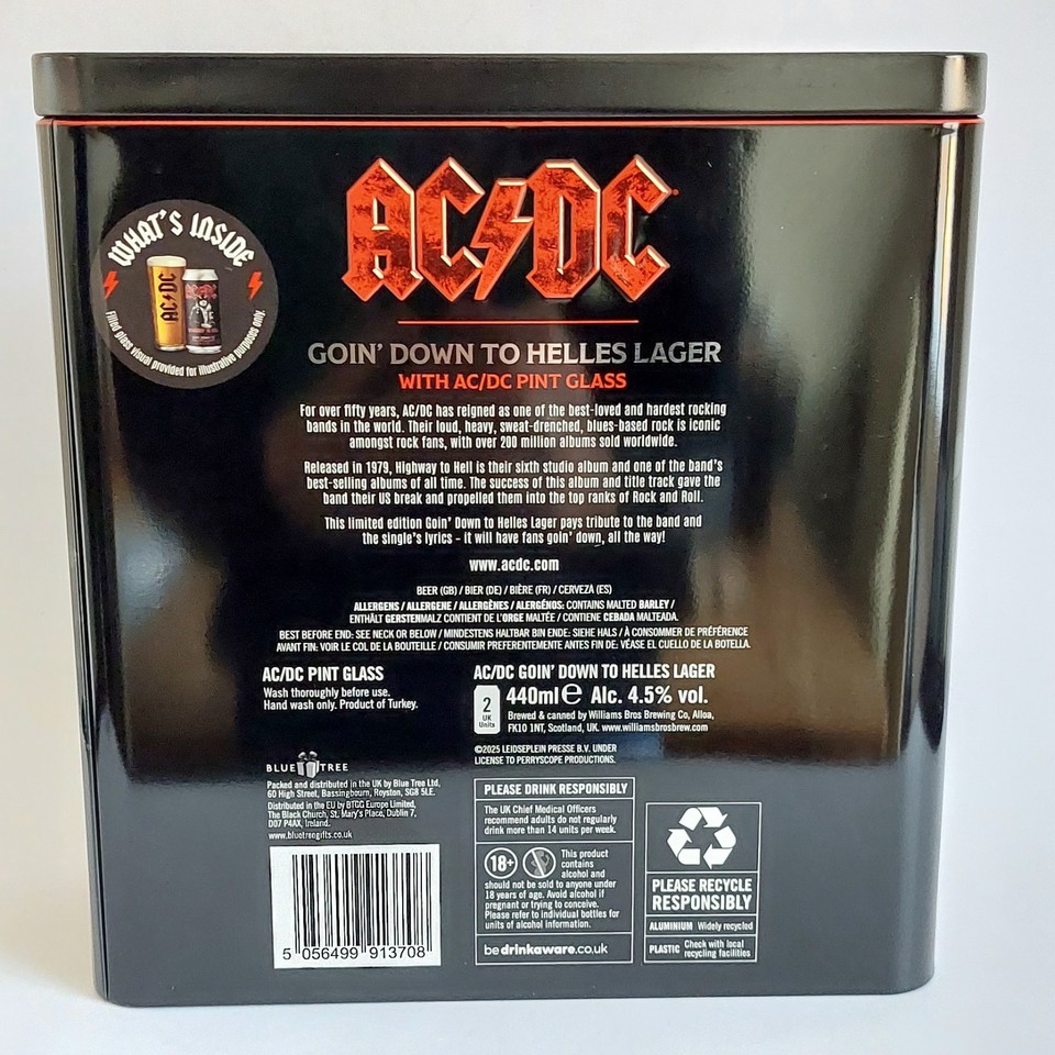 AC/DC (Angus Young) Highway To Hell GIFT SET Tin Glass & EMPTY Can NEW ...