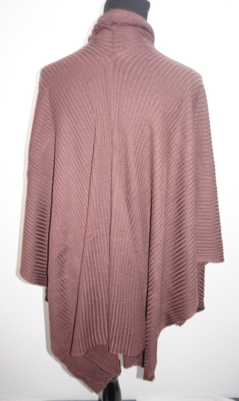 Iman Ribbed Sweater Cape Shawl Wrap Espresso Brown Womans Sz M L | eBay