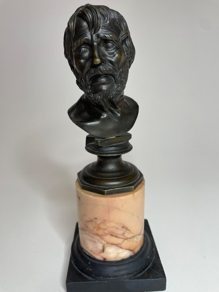 After the Antique, bronze bust of Pseudo-Seneca. Italian, 19th century ...