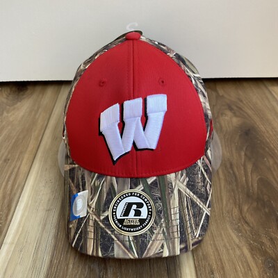 Wisconsin Badgers Hat Cap Strap Back Camo Mossy Oak Duck Blind Red NCAA ...