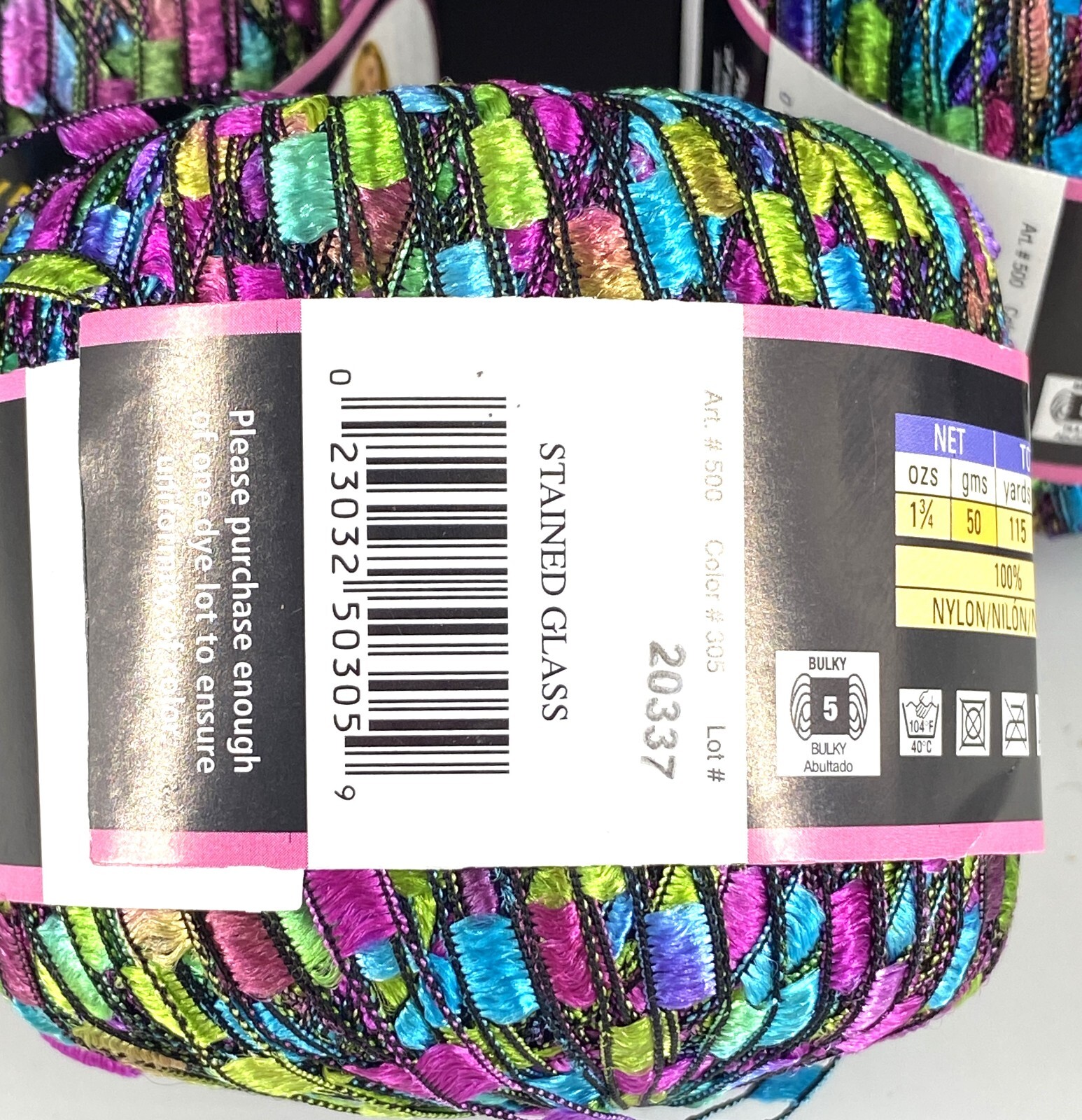 Lion BRAND Trellis Ribbon Yarn 2 Rainbow and 1 Stained Glass 3 Skeins ...