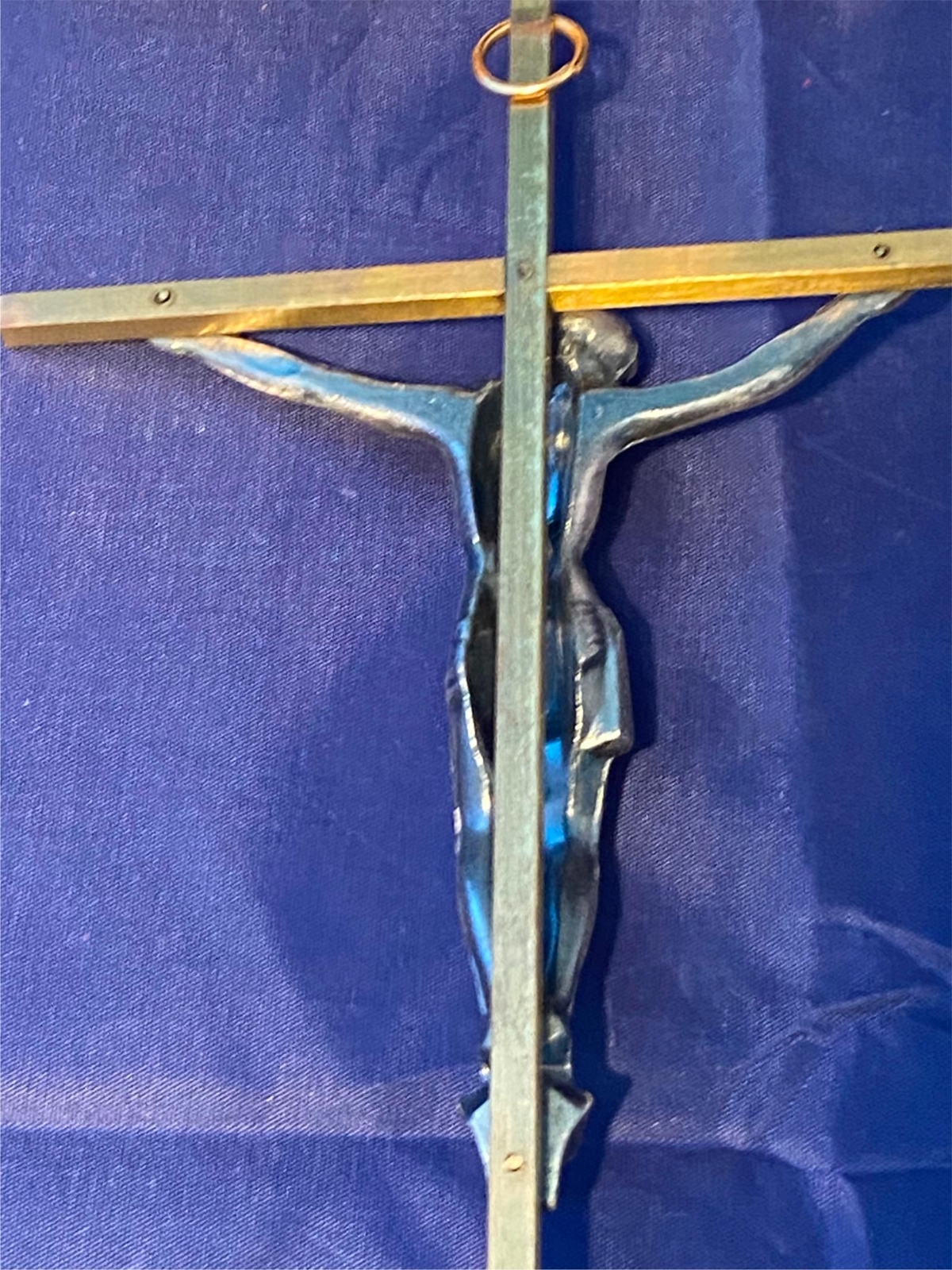 Vtg Cross Crucifix Jesus Silver Tone Metal INRI Religious Wall Decor 5 ...