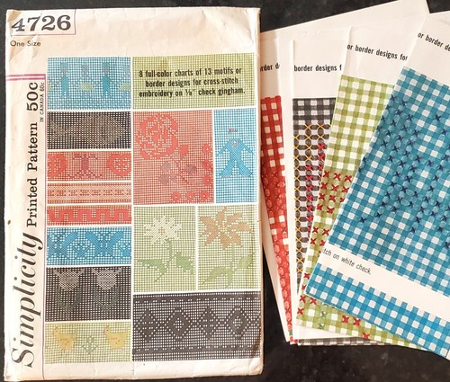 GINGHAM CROSS STITCH EMBROIDERY Patterns Charts Simplicity 4726, 5178 Vintage | eBay