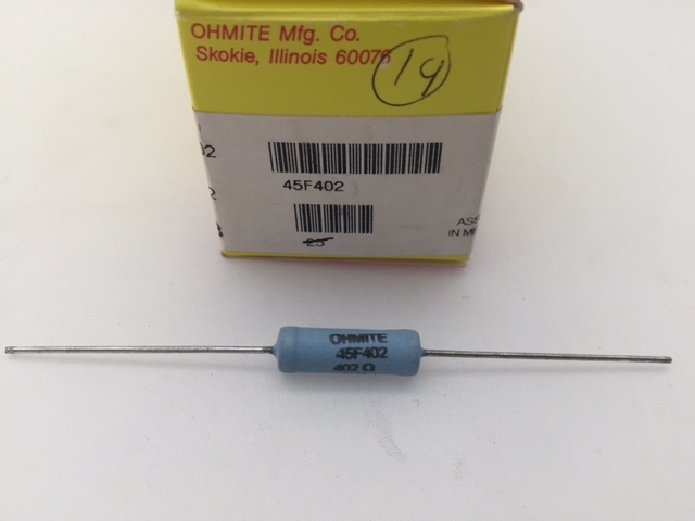 (10 pcs) 45F402 Ohmite, 5 Watt 402 Ohm 1%, Wirewound (Silicone Coated ...