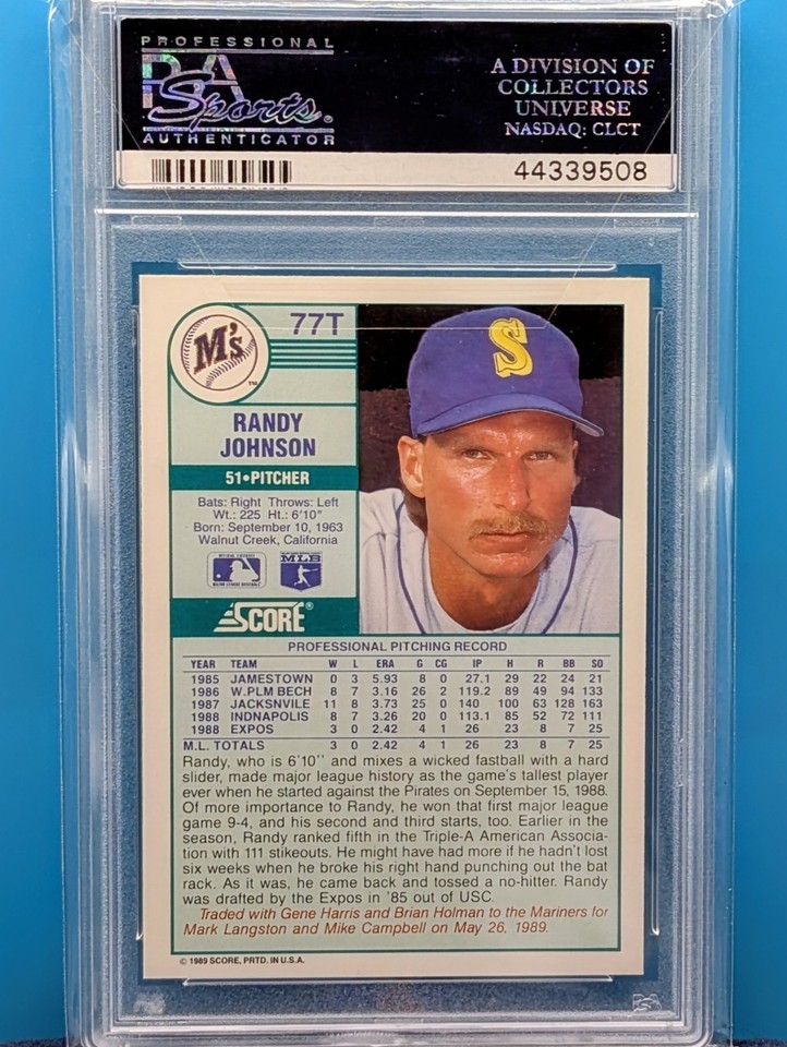 1989 Score Traded Baseball ⚾ #77T RANDY JOHNSON🥳 Big Unit PSA 10 🎁 ...