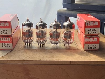 Matched Quad RCA 6DJ8 / ECC88 Vacuum Tubes NOS NIB Made in UK Vintage ...