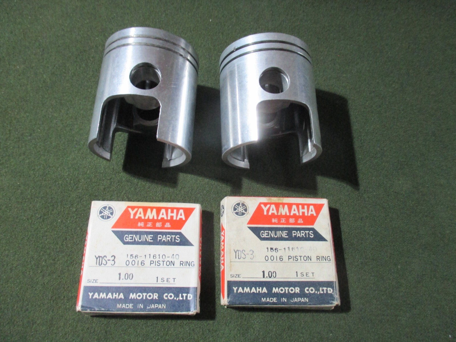 YAMAHA YDS3 YDS3C PISTONS & RINGS SET 1.00 O/S NOS 156-11638-00 156 ...