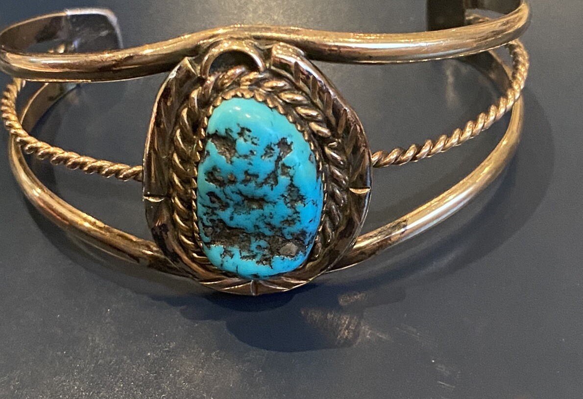Native American Signed Navajo Turquoise And Gold Verm… - Gem