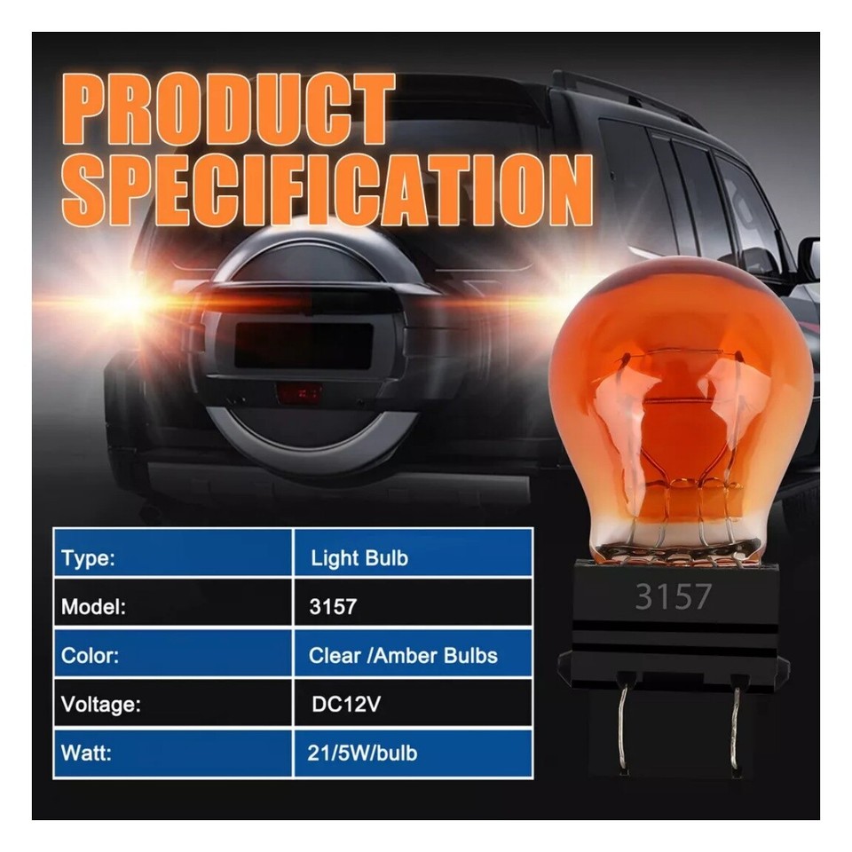 3157 Amber Turn Signal Parking DRL Light Bulbs 10Pcs | 21W 12V | 3500K ...