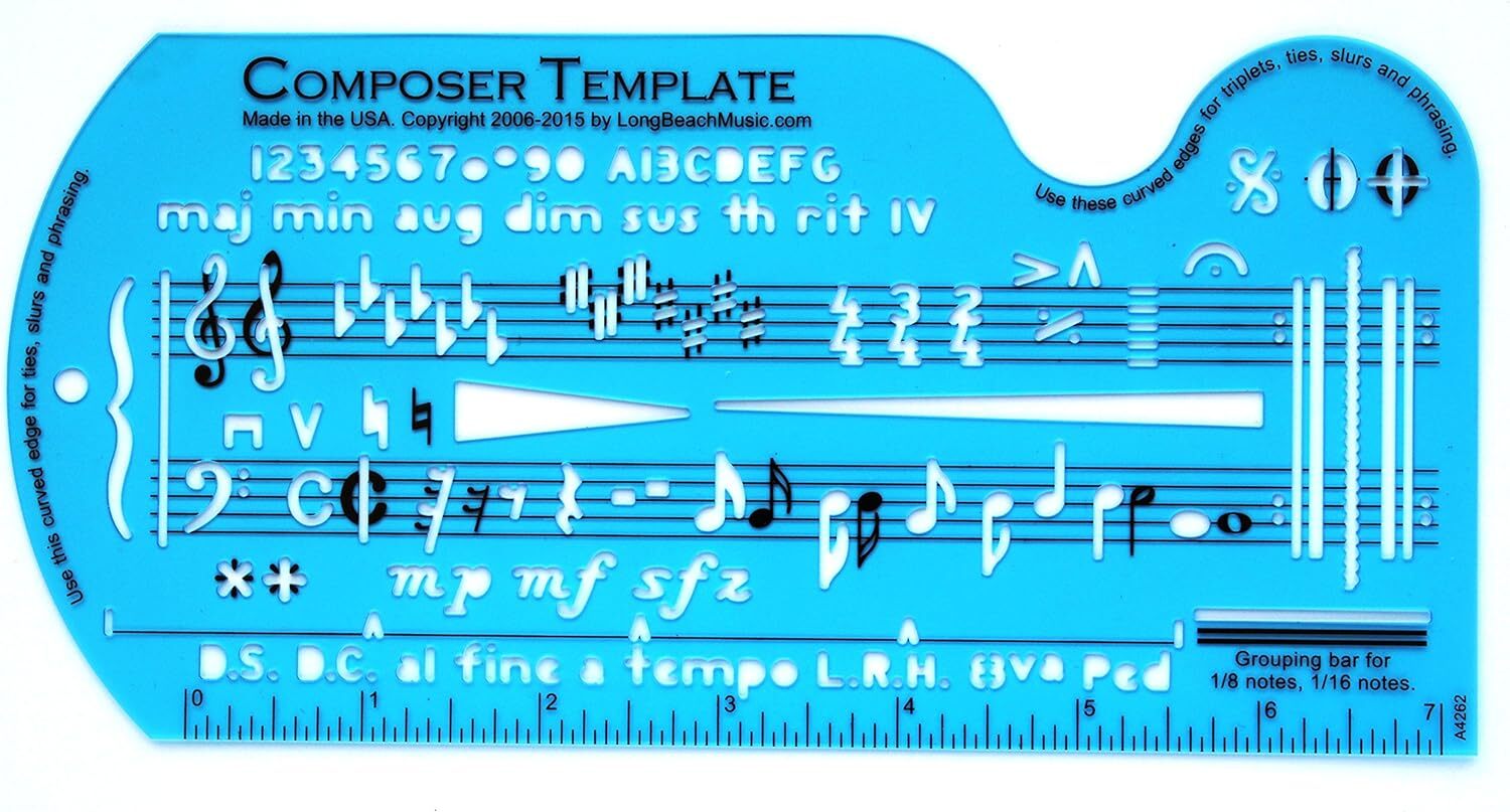Song Writer's Composing Template Stencil for Music Notes Symbols with ...