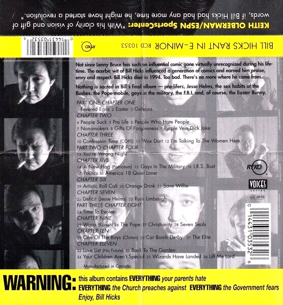 BILL HICKS - RANT IN E-MINOR - RYKODISC - SEALED CD 14431035326| eBay