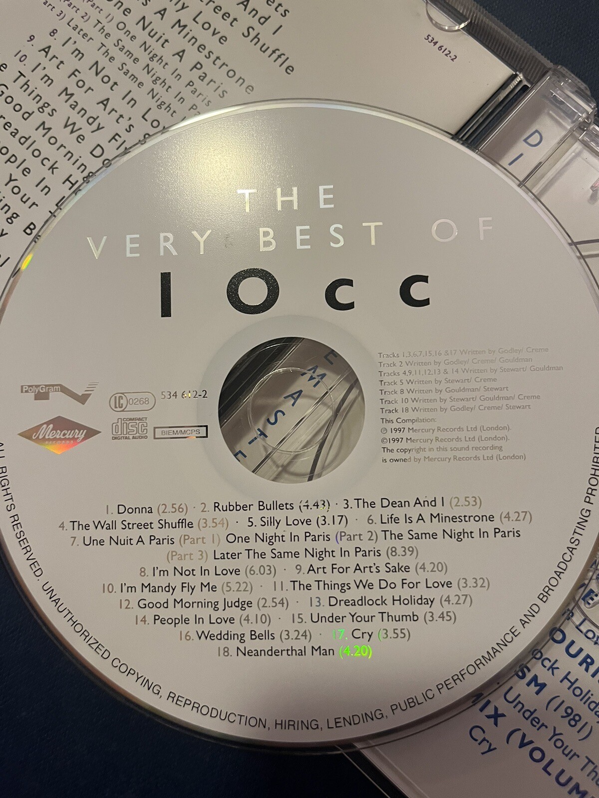 10CC The Very Best Of Used 18 Track Greatest Hits Cd Rock Pop 70s 80s ...