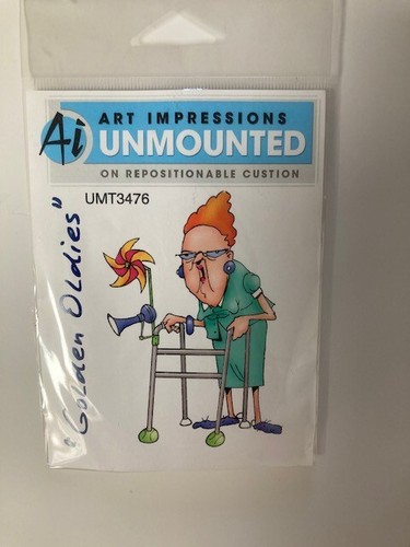 Hampton Art Impressions Golden Oldies Rubber Stamp - Zimmer frame | eBay UK