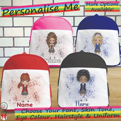 Personalised School Bag for Girls, Custom School Uniform Kids Backpack ...