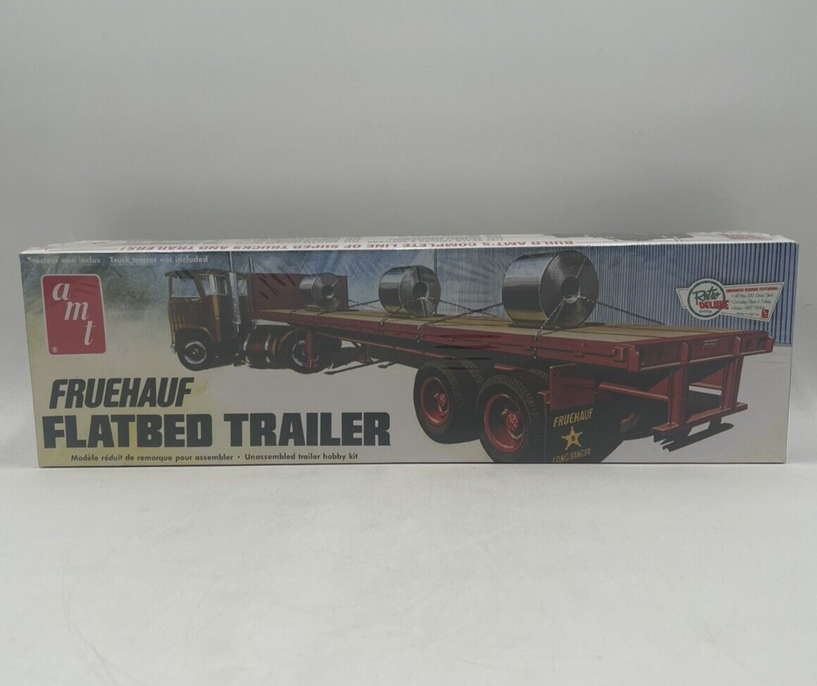 AMT Retro Deluxe Fruehauf Flatbed Trailer 1/25 Scale Plastic Model Kit ...