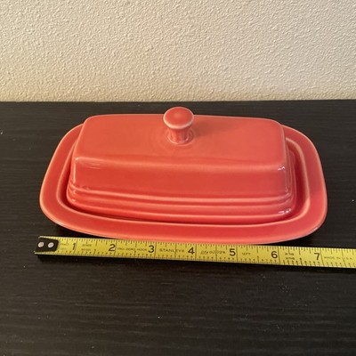 Fiestaware Covered Butter Dish Persimmon Orange 7” Ceramic Made USA ...