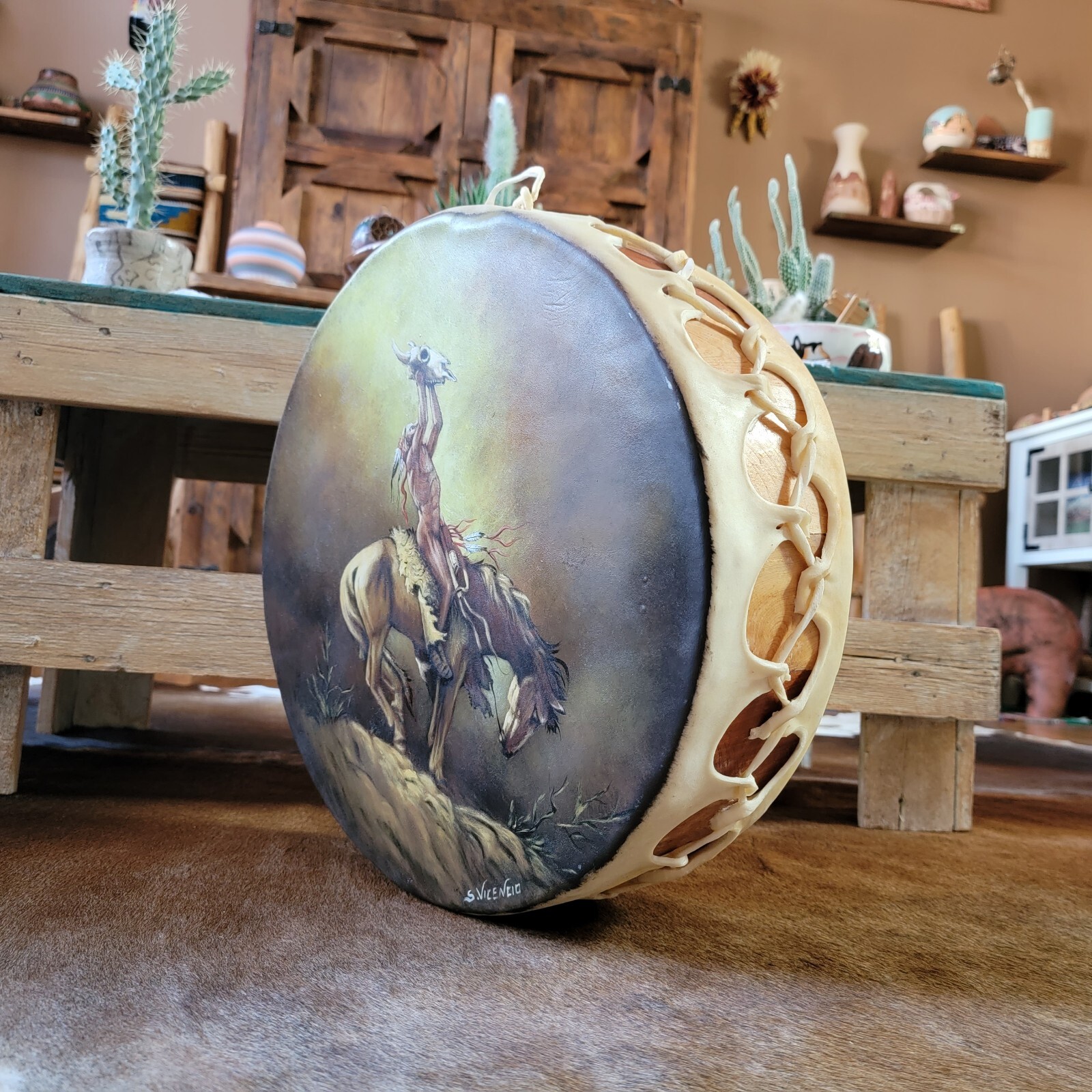Native American! Indian Tarahumara Hand Painted Drum by Artist Salvador ...