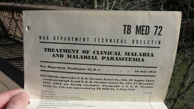 WW2 US ARMY MILITARY BOOK TREATMENT CLINICAL MALARIA & PARASITEMIA 1944 ...