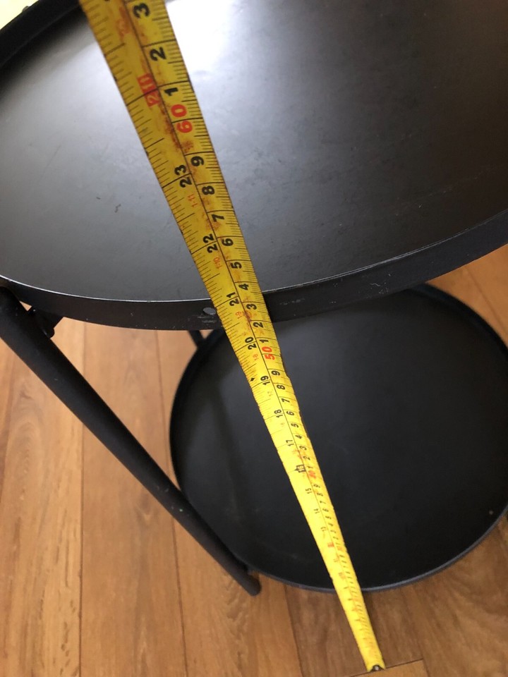 2-Tier Round Metal Side End Table Living Room With Shelf black | eBay UK