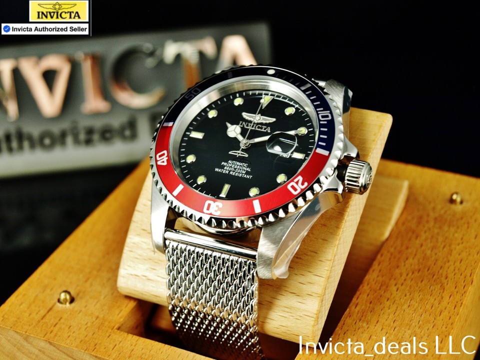 Invicta Men's 47mm GRAND Pro Diver AUTOMATIC BLACK DIAL Mesh Bracelet ...