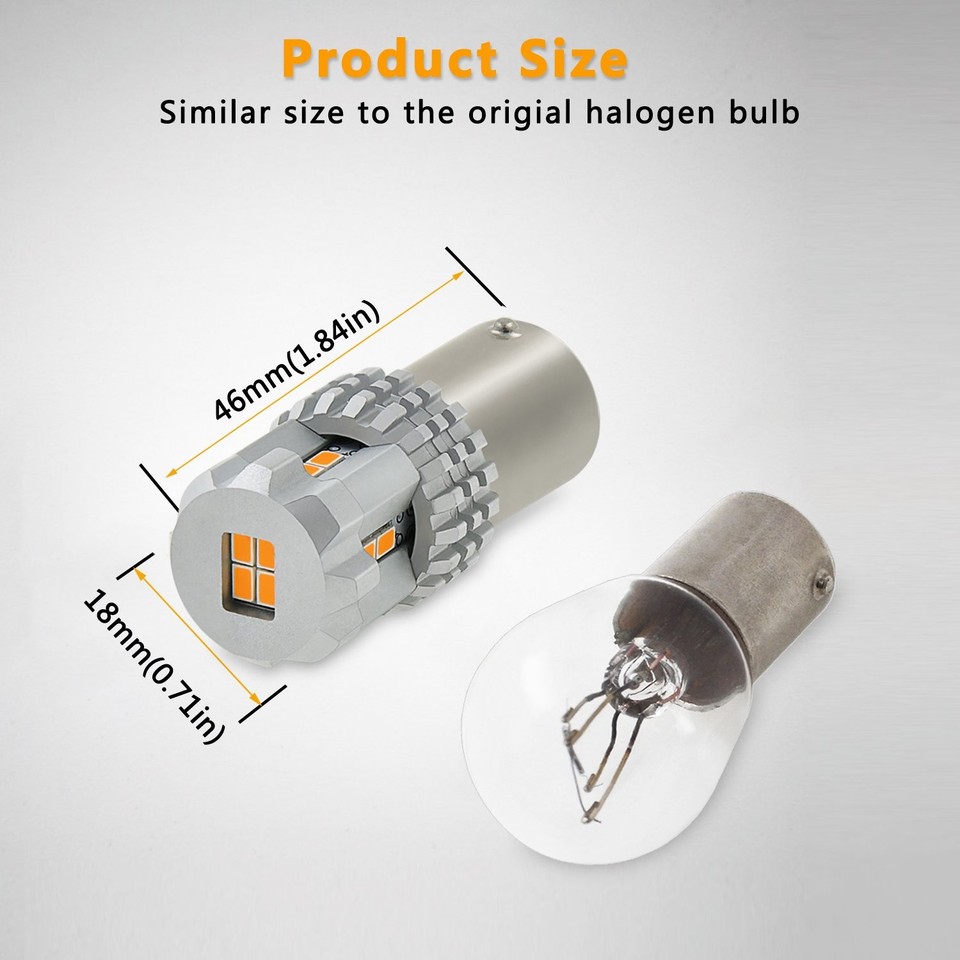 2PCS 1156 7506 1141 LED Bulbs Amber For Blinker Turn Signal Light Plug ...