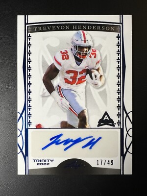 2022 Leaf Trinity TreVeyon Henderson Navy /49 Auto ARC - Ohio State ...