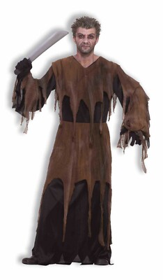 Ghoul Robe Multi Character Black Poly Robe, W/ Brown Tattered Gauze ...