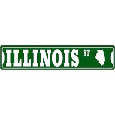 Illinois St Silhouette 3"x12" metal street sign plaque Home Door Garage ...