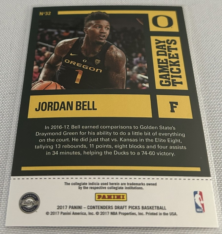 2017-18 Contenders Draft Basketball Jordan Bell Oregon Ducks Game Day ...