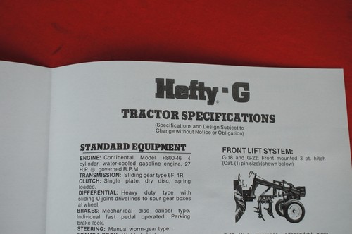Brochure Hefty G Rear Engine Cultivator 1 Row Tractor Allis G John Blue ...