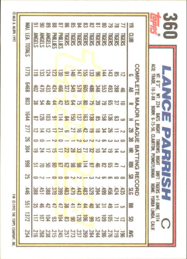 1992 Topps Gold Winners #360 Lance Parrish | eBay