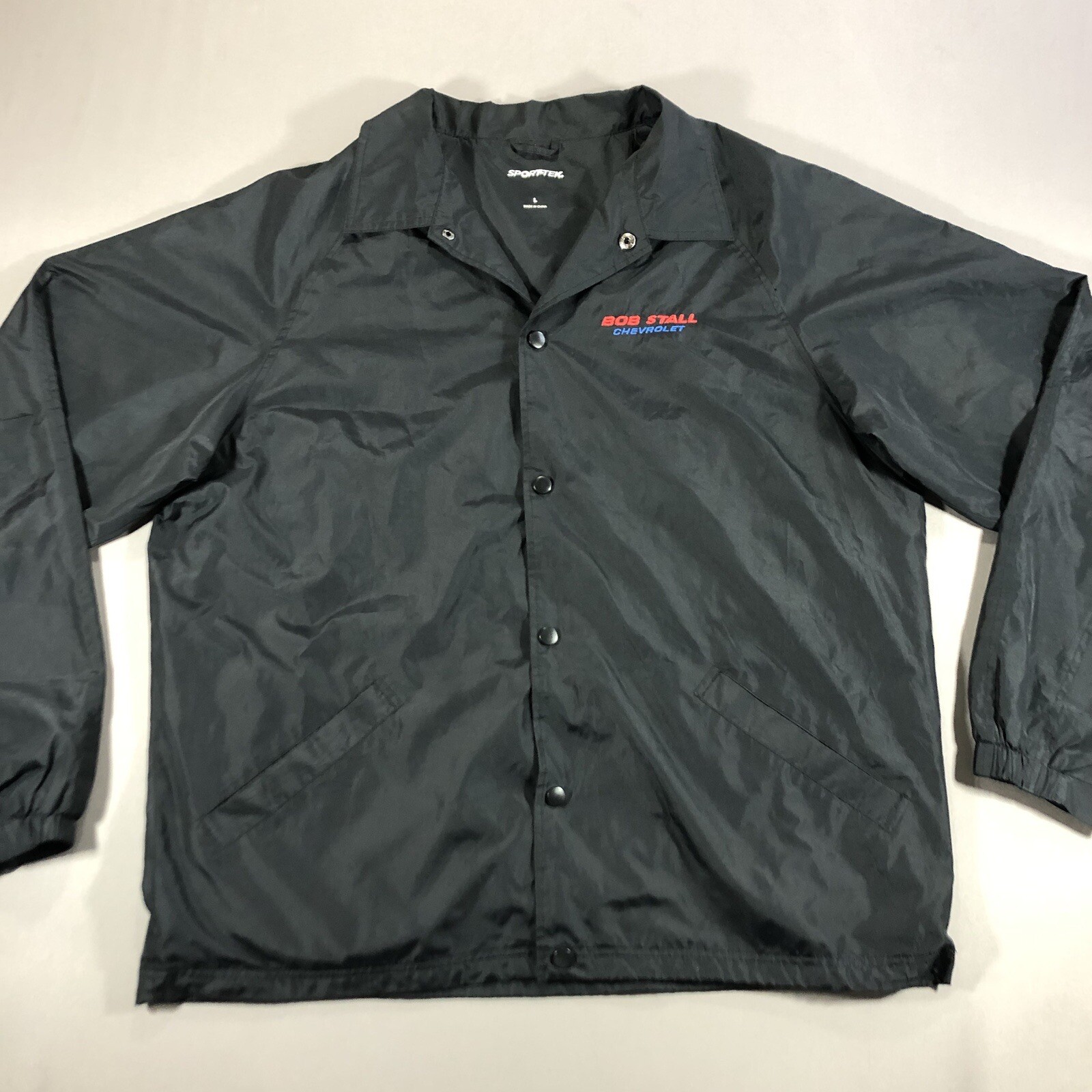 Chevrolet WindBreaker Button Up Black Bomber Jacket B… - Gem