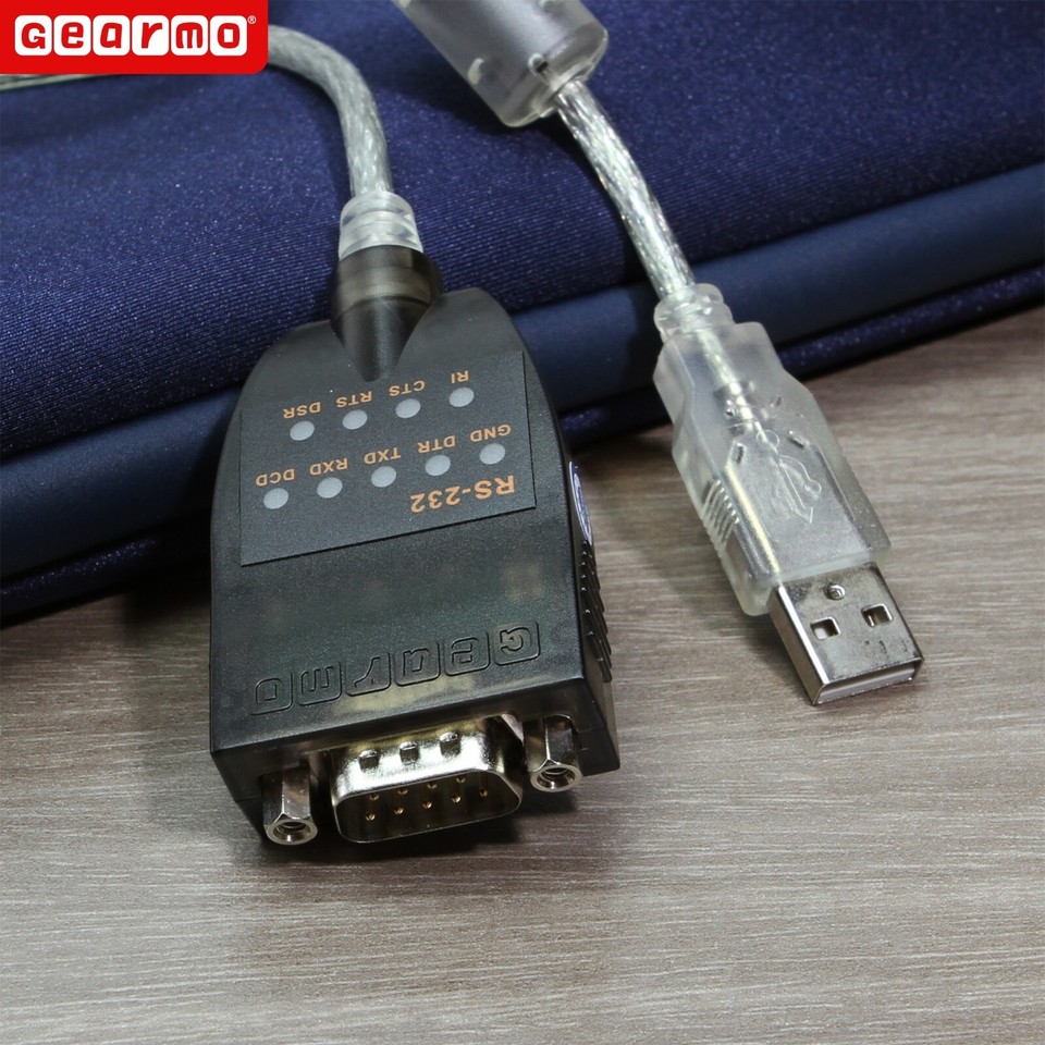 Gearmo USB to RS-232 Serial Adapter w/ LED Indicators Windows ...