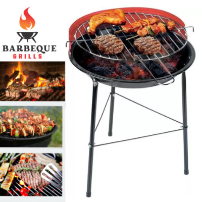 33cm Portable Round Barbecue Trolley Outdoor Camping & Picnic BBQ Grill ...