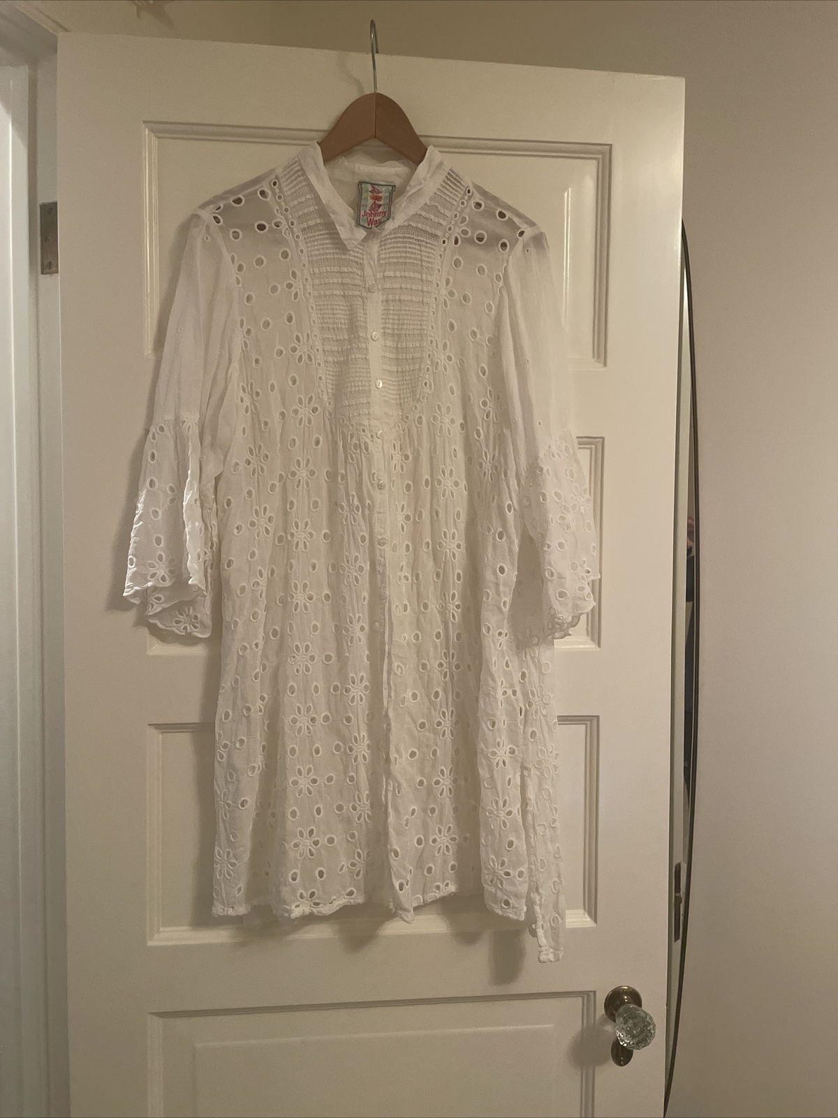 JOHNNY WAS Isabelle Eyelet Bell Embroidered WHITE S… - Gem
