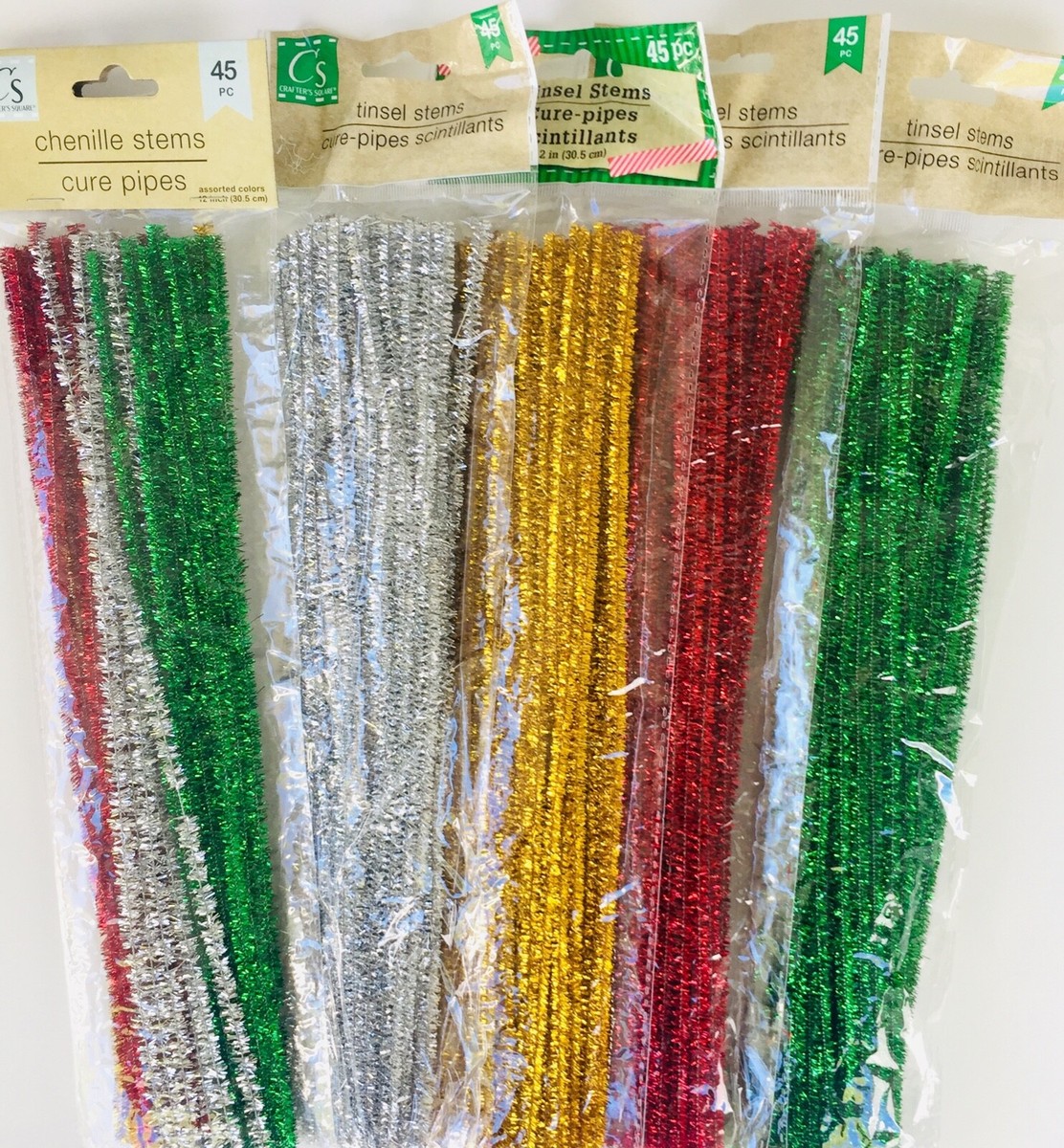 Silver Chenille Stems Metallic Gold + Silver Pipe Cleaners / Chenille