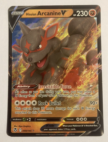 Pokémon TCG Hisuian Arcanine V Silver Tempest 090/195 Holo Ultra Rare ...