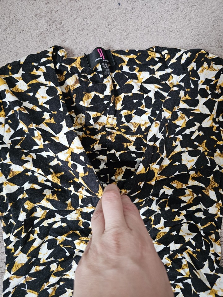 Simon Jeffrey Causal Dress In Size 12 New White Black Yellow | eBay UK