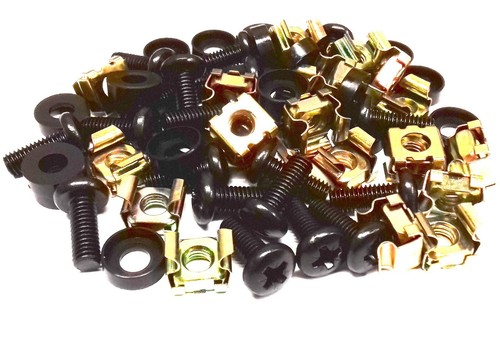 PACK OF 20 BLACK HIFI AUDIO RACK MOUNT M6 CAGE NUTS BOLTS WASHERS FOR ...