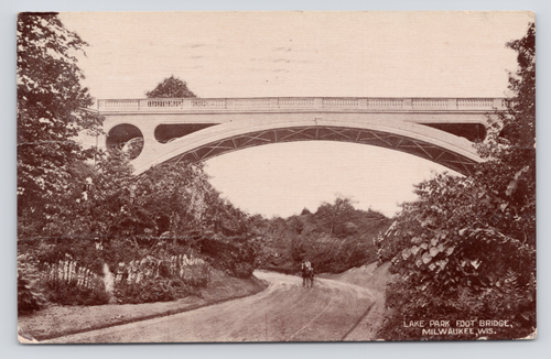 c1911 Lake Park, Ravine Road Concrete Arch Foot Bridge Milwaukee WI ...
