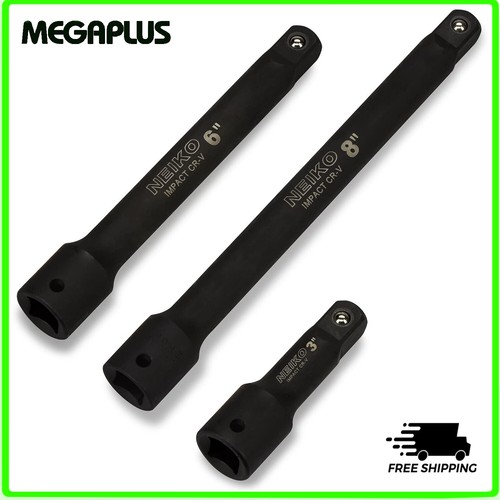 1/2” Impact Extension Bar Set, 3 Piece - 3”, 6”, 8”, 1/2” Drive Impact ...